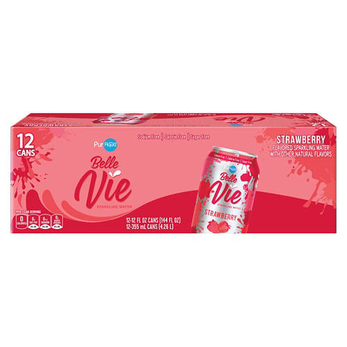 PurAqua Strawberry Belle Vie Sparkling Flavored Water - 12 pack, 12 fl oz